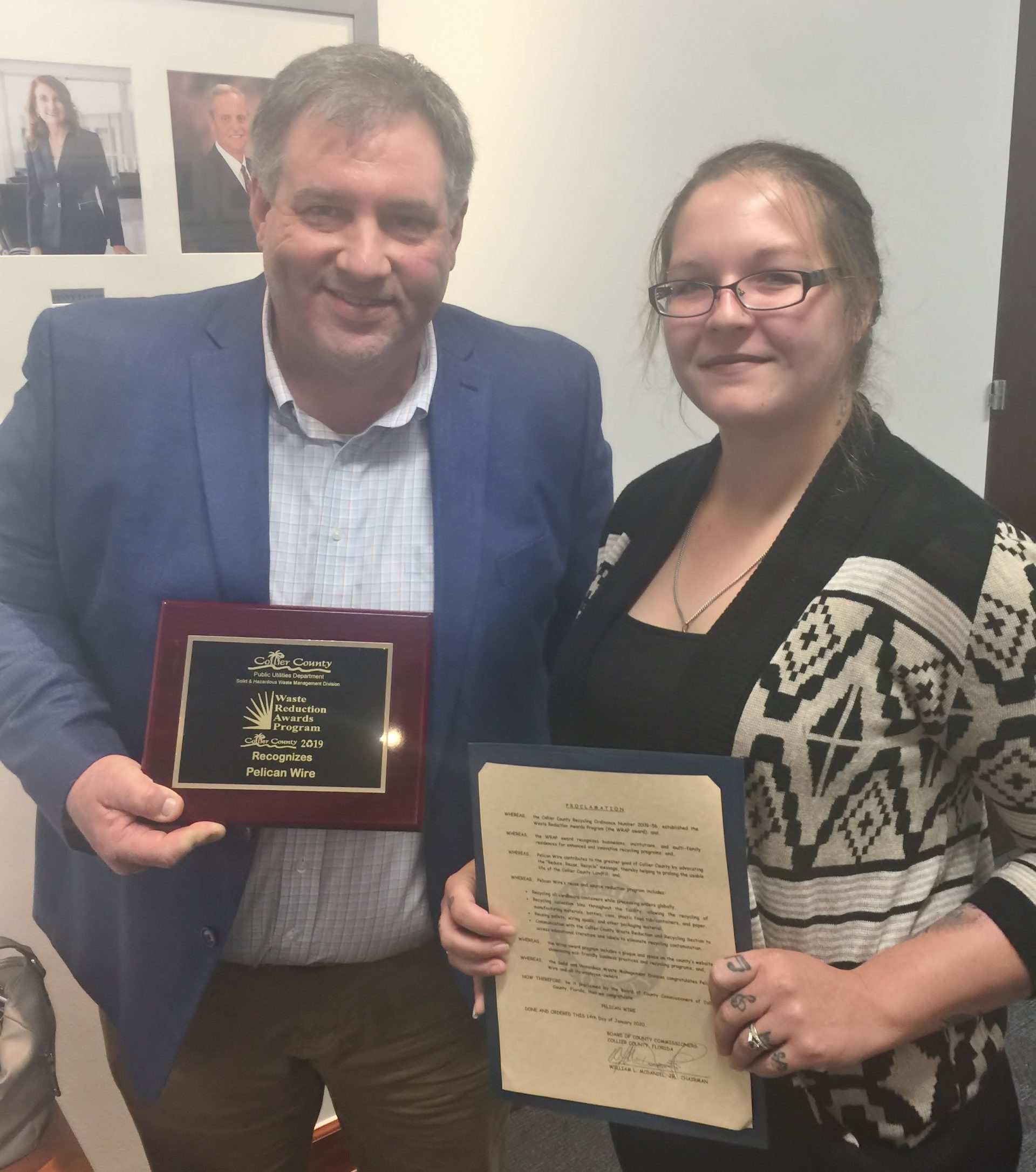 Waste Reduction Awards: Recognized by Collier County - Pelican Wire